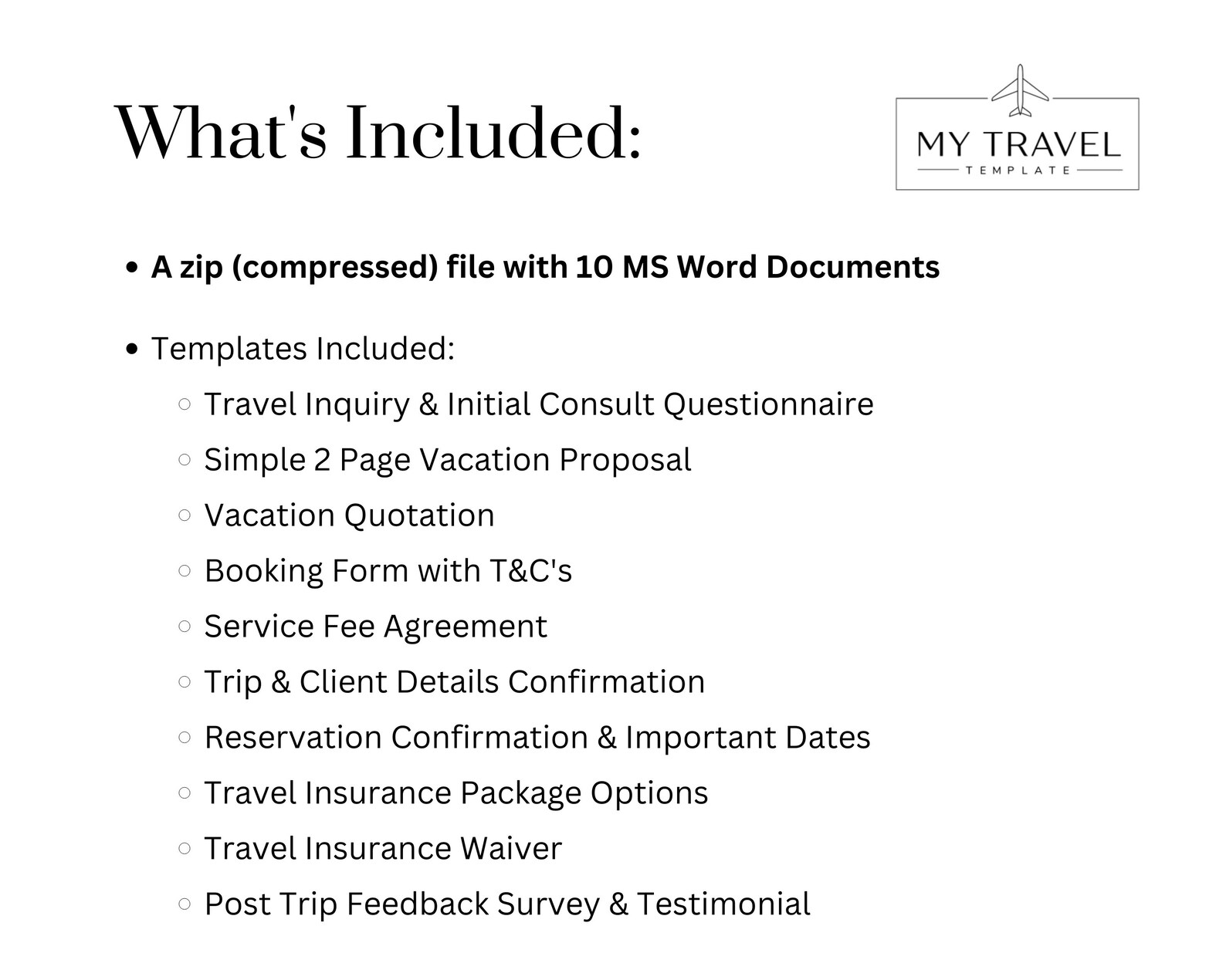 Travel Agency Startup Word Template Kit Travel Business Startup Start ...
