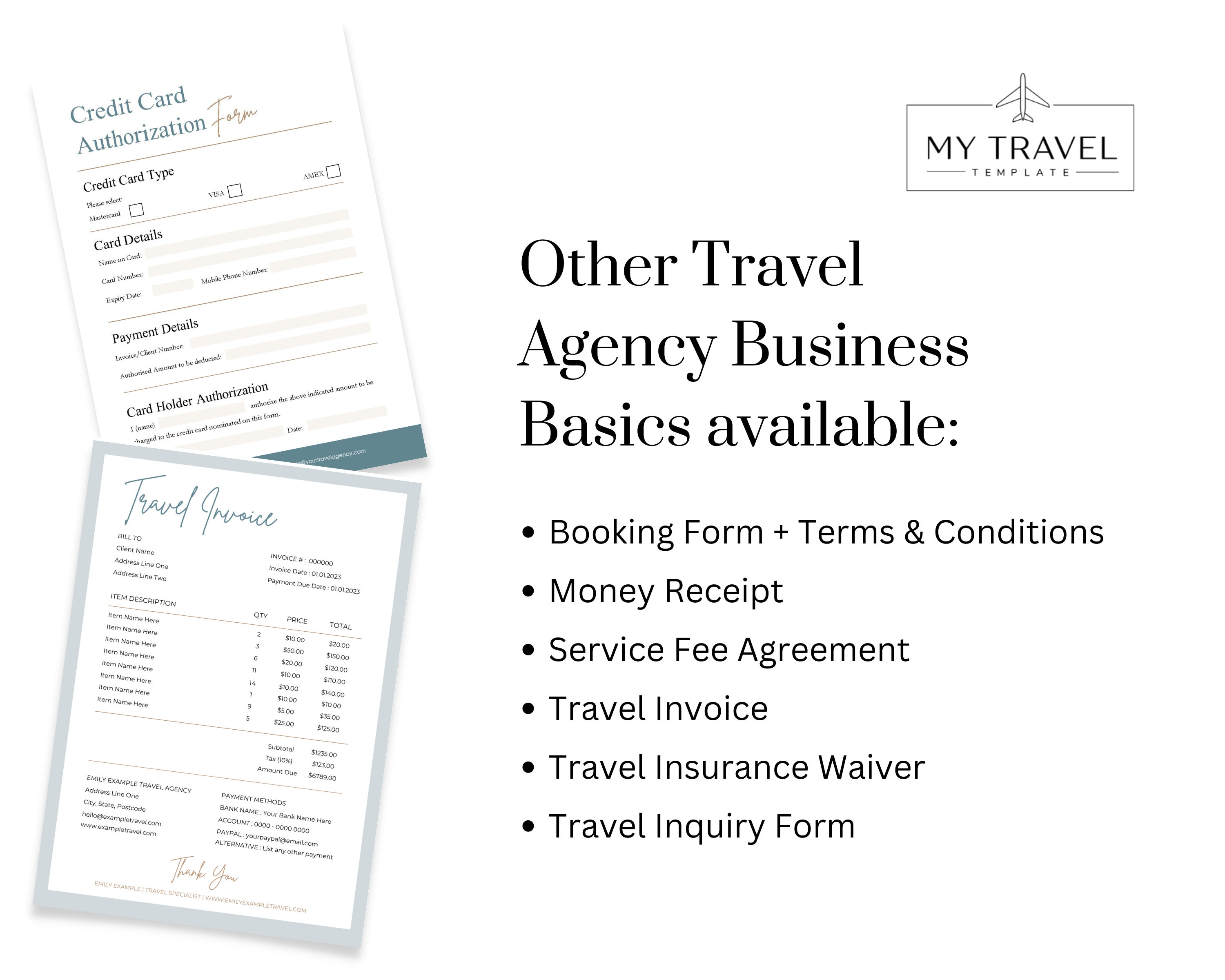Travel Agency Money Receipt Form Template | Editable Receipt Template ...