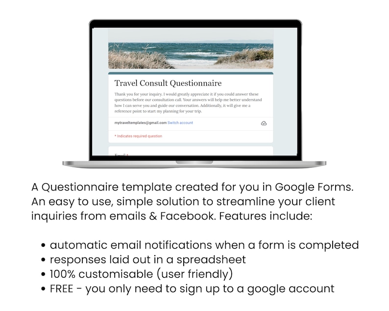 Travel Agent Inquiry Template: Trip Questionnaire (google Docs) - Etsy