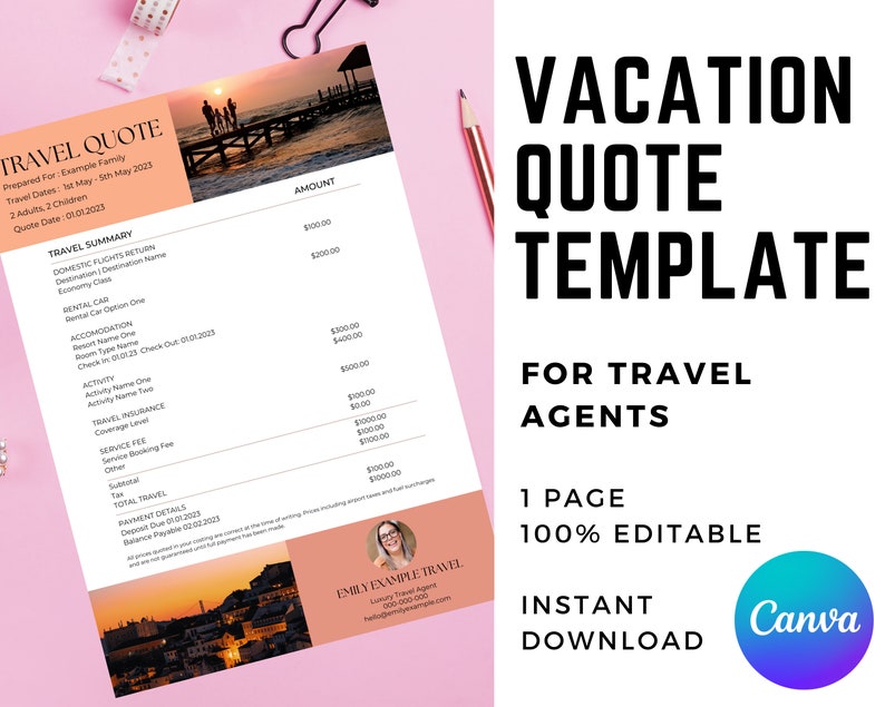 Vacation Quotation Template | Travel Quotation Template | Travel Agent ...