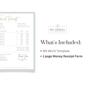 Travel Agency Money Receipt Form Template | Editable Receipt Template ...