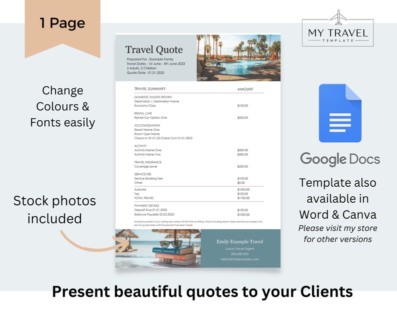 Vacation Quotation Template Google Doc | Travel Quotation Template ...