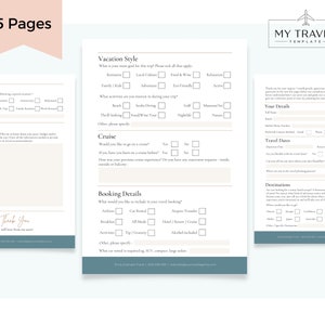 Travel Agent Client Questionnaire: Vacation Consultation Template ...