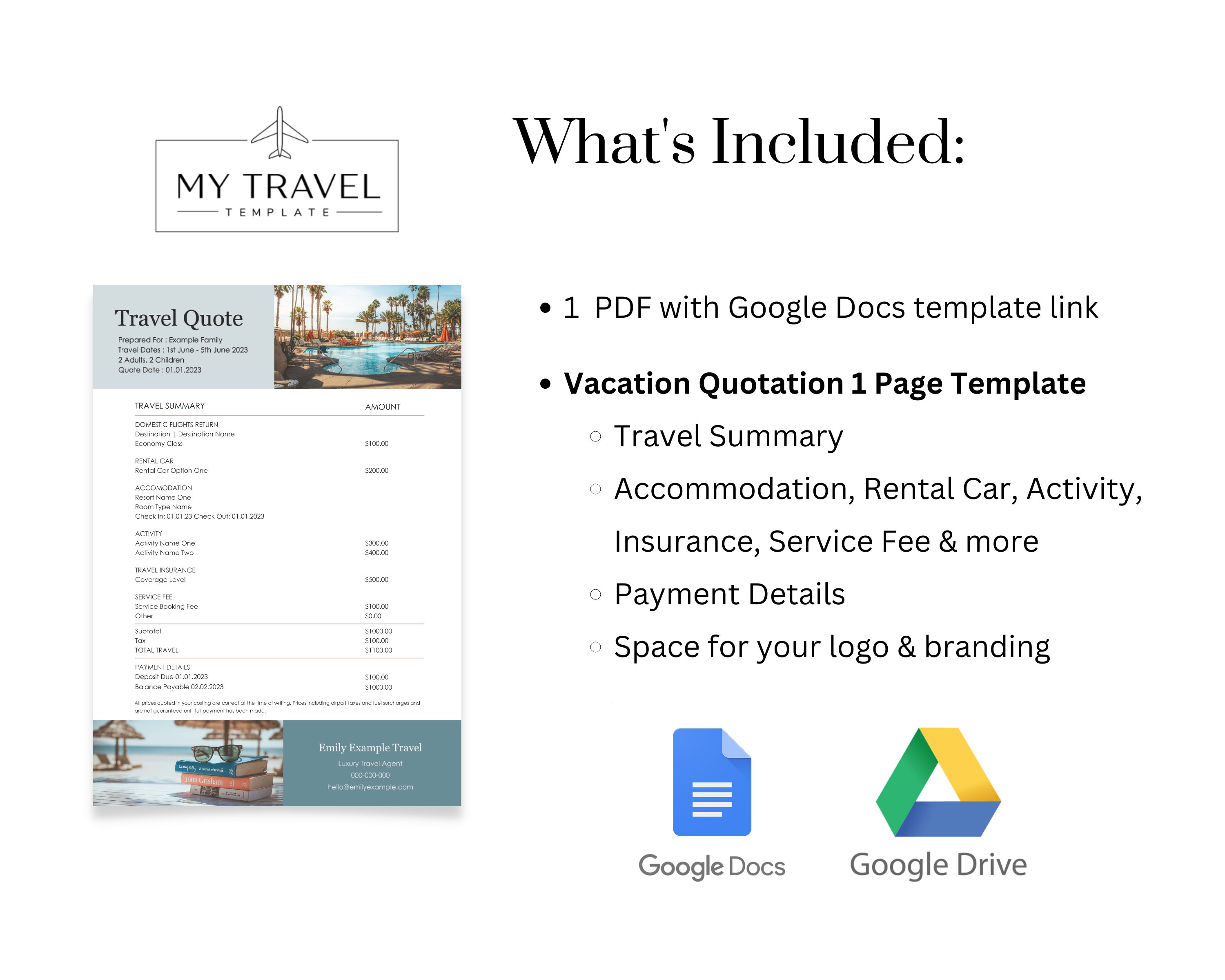 Vacation Quotation Template Google Doc | Travel Quotation Template ...