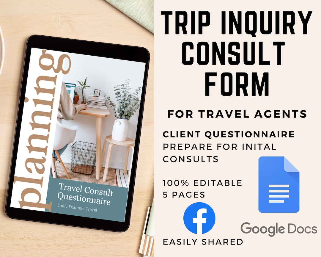 Trip Inquiry Questionnaire | Travel Agent Template | Travel Inquiry Form | Travel Agent | Travel ...
