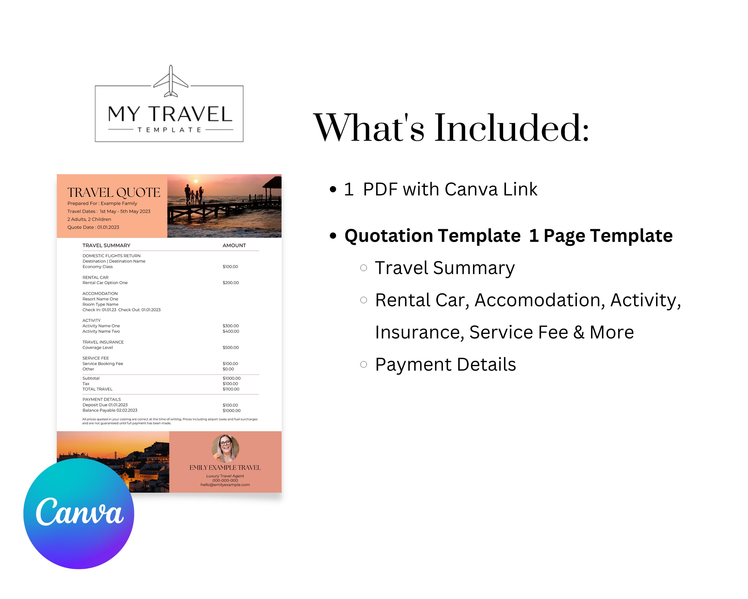 Vacation Quotation Template | Travel Quotation Template | Travel Agent ...