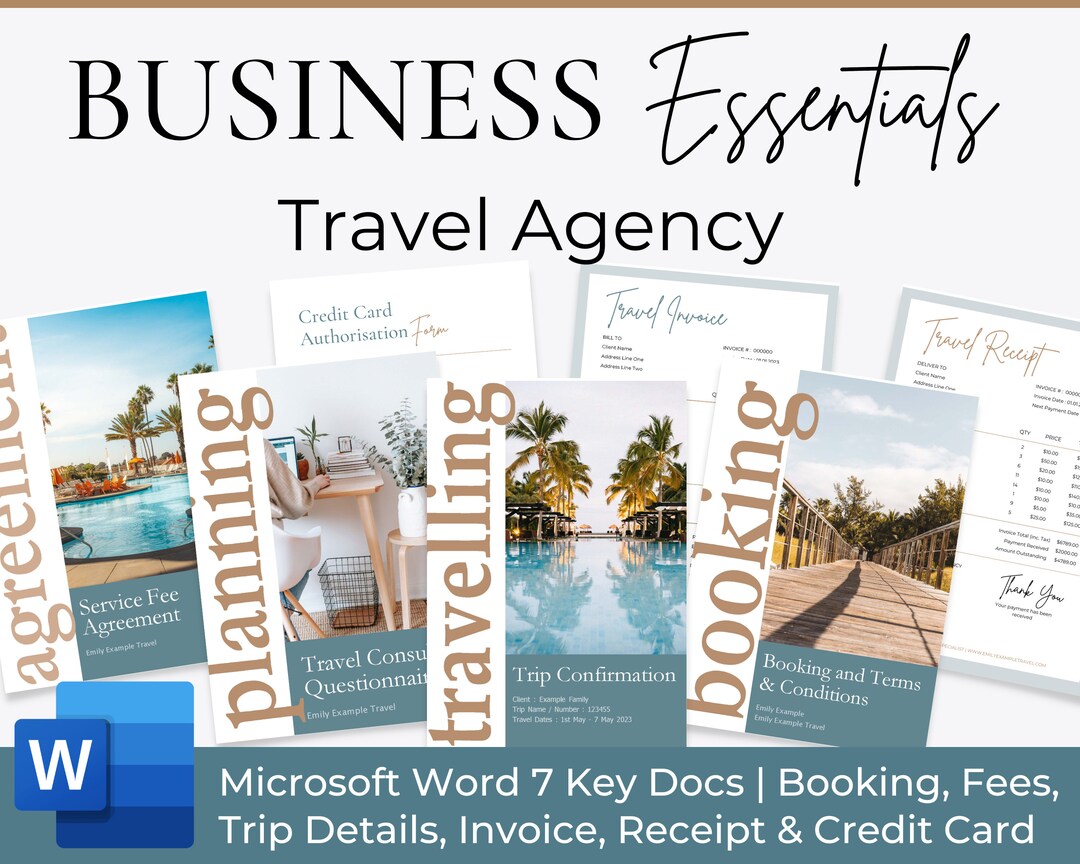 Travel Agency Business Essentials: Word Template Bundle (digital ...