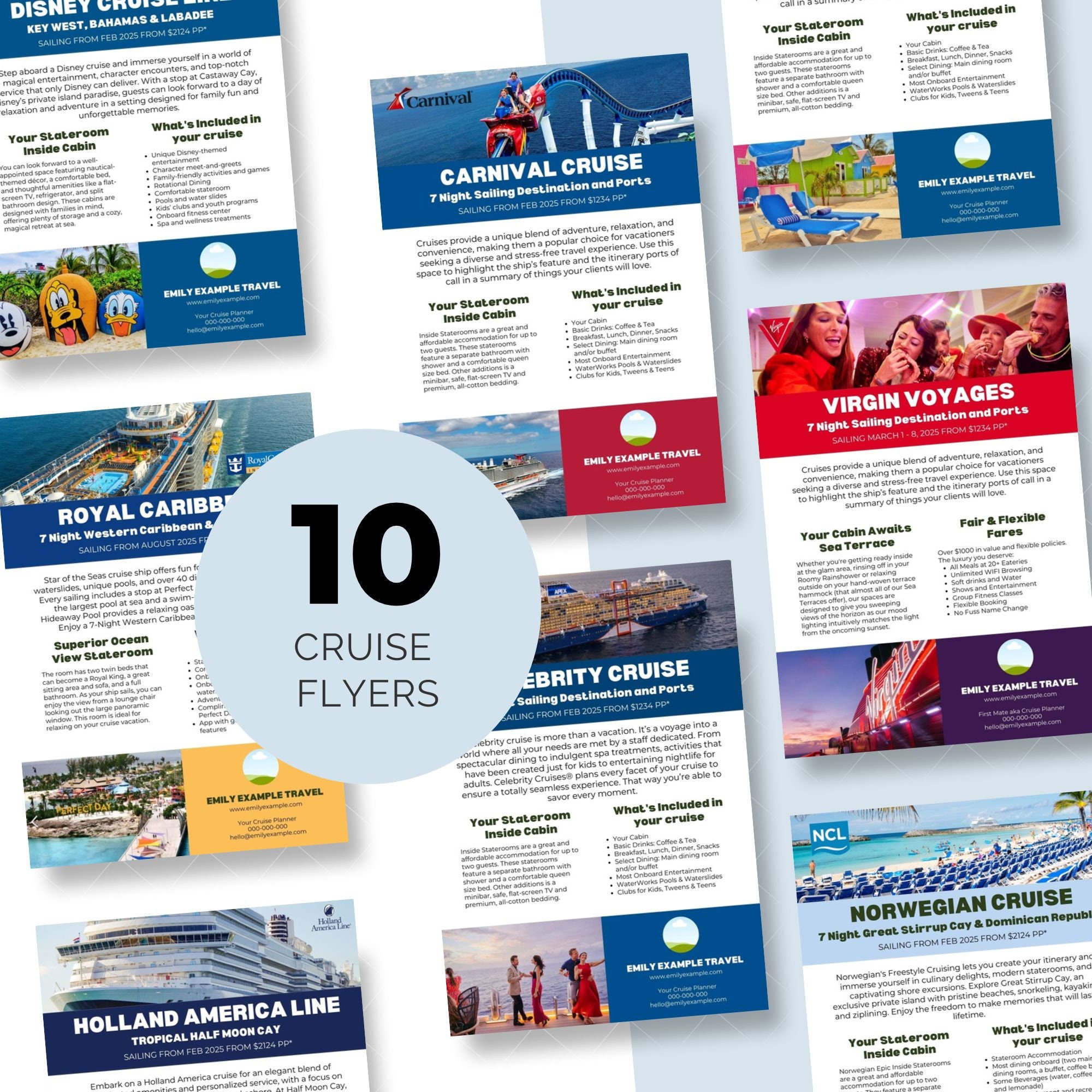 Cruise Flyer Template Bundle: Travel Agent Marketing (canva Editable ...