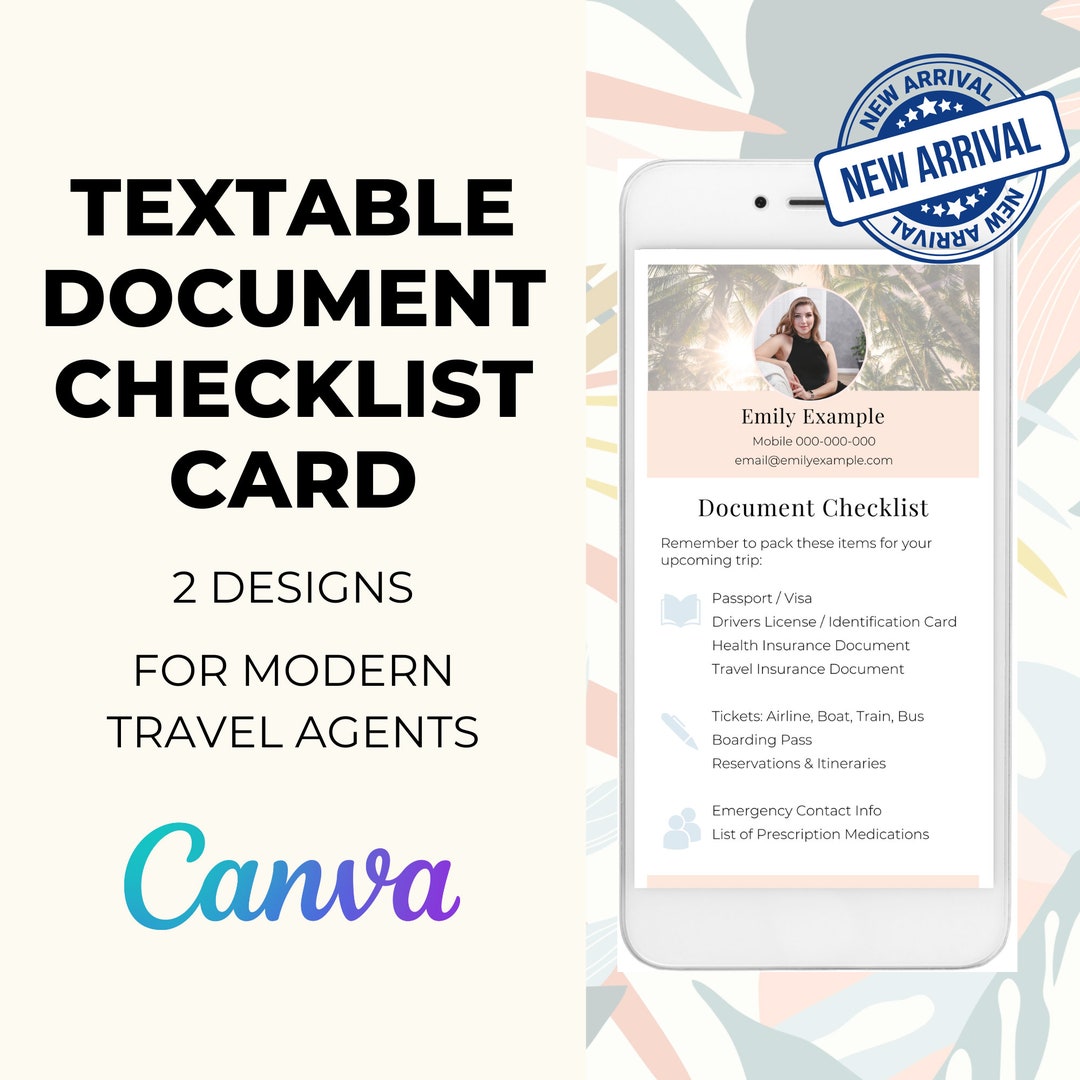 Travel Planner, Travel Checklist, Travel Agent Business Card, Travel ...