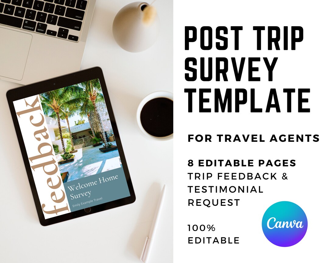 Post Trip Survey Template: Travel Agent Vacation Feedback (canva) - Etsy