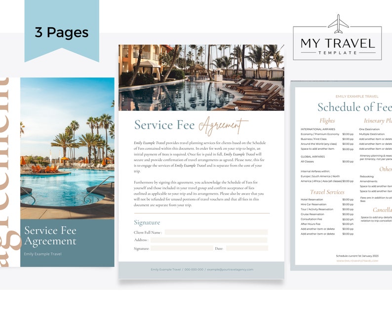 Travel Agent Fee Schedule Template Word | Travel Agency Rate Template ...