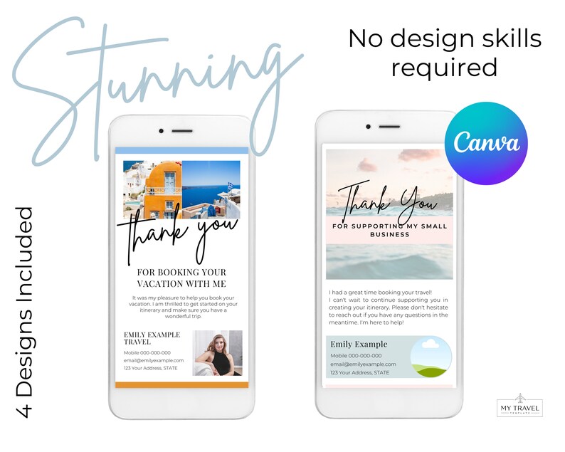 Travel Agent Thank You Card Template: Vacation Booking Canva (digital ...
