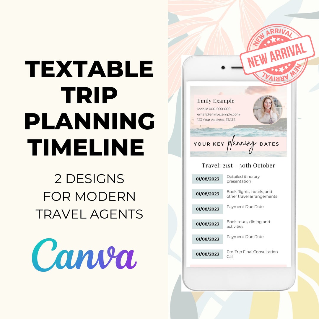 Travel Planner Template: Textable Trip Timeline for Canva (PDF) - Etsy