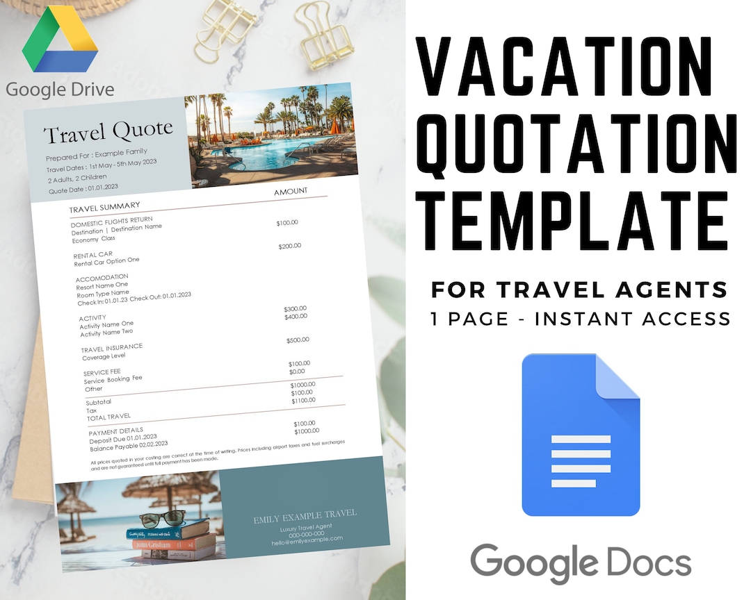 Vacation Quotation Template Google Doc | Travel Quotation Template ...