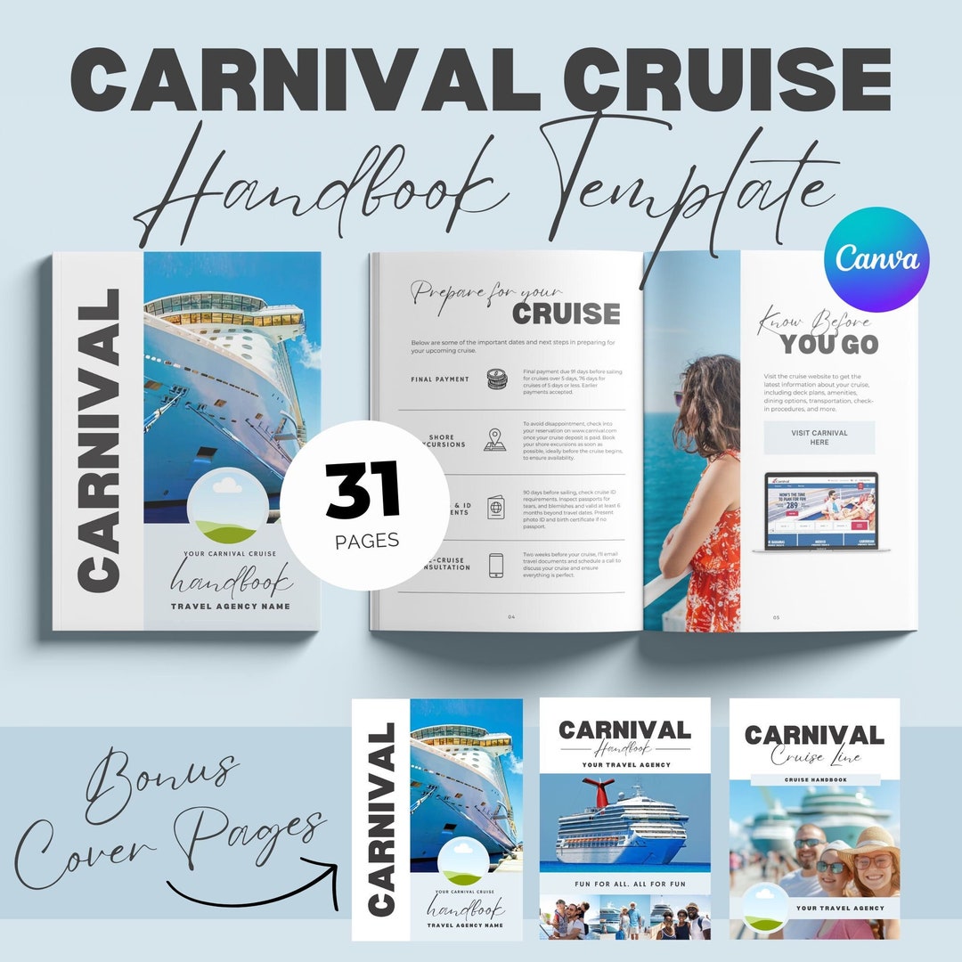 Carnival Cruise Travel Agent Handbook Template | Editable Canva Cruise ...