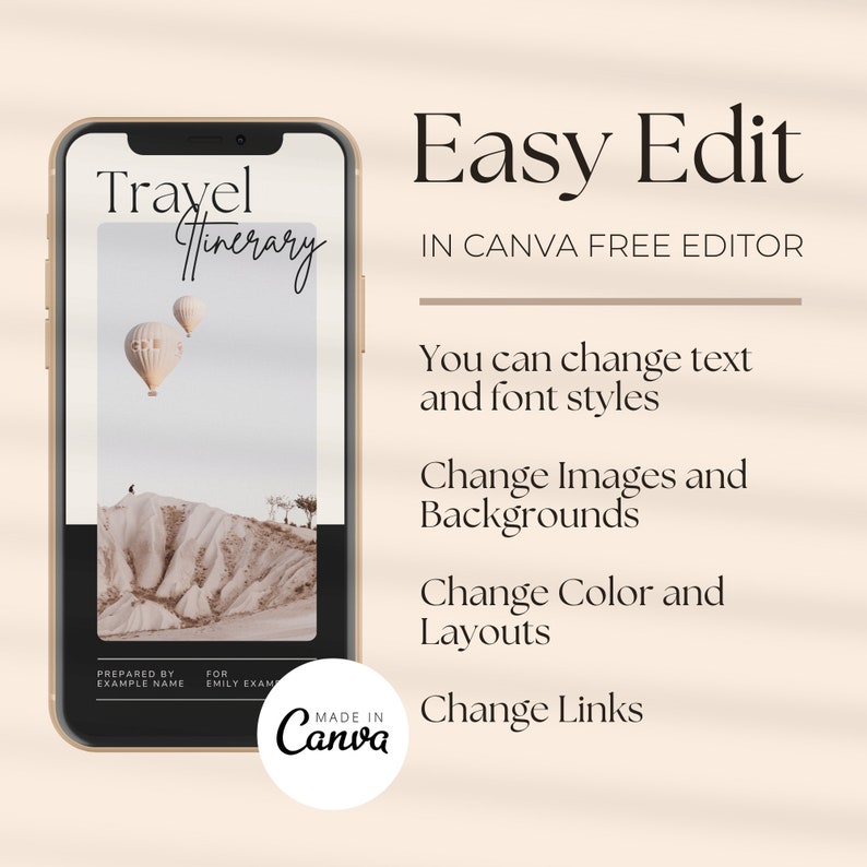 Luxury Travel Itinerary Template: Mobile Trip Planner (canva) - Etsy Canada