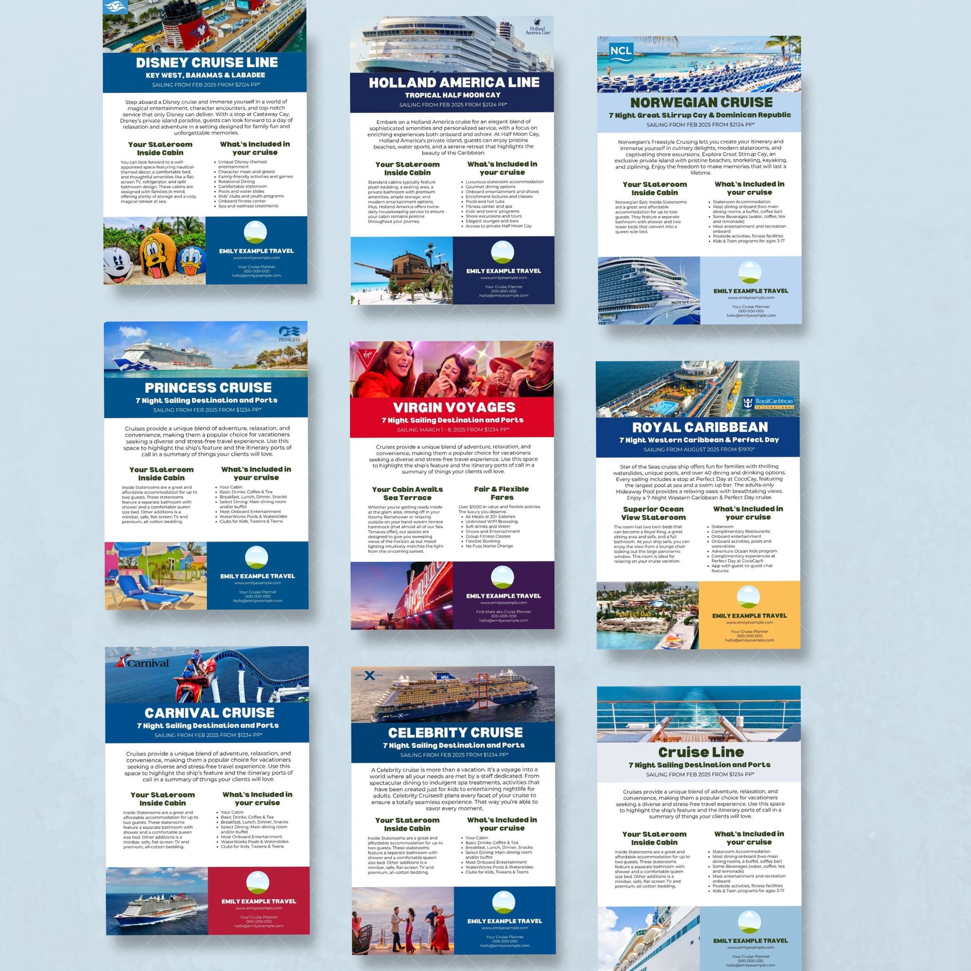 Cruise Flyer Template Bundle: Travel Agent Marketing (canva Editable ...