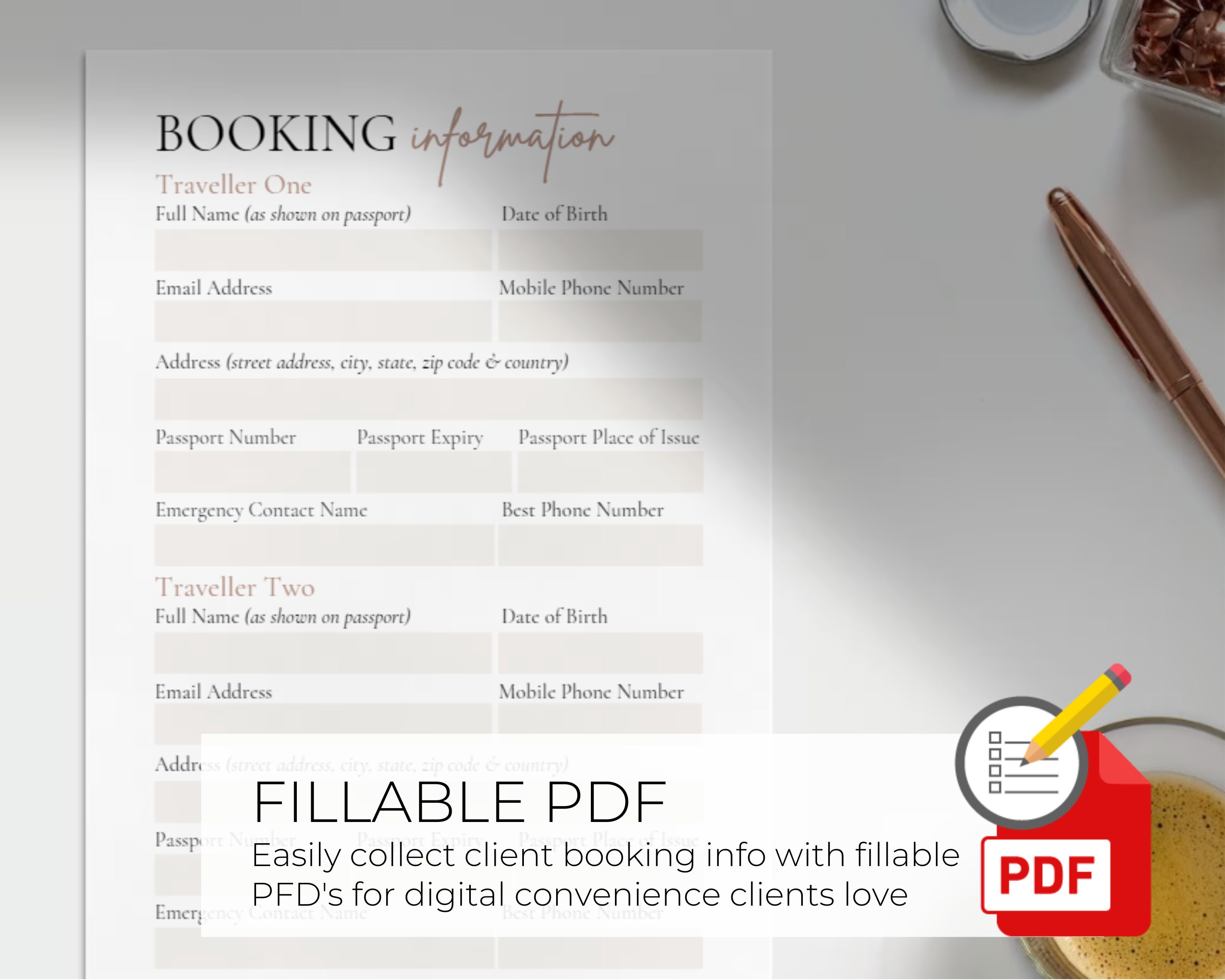 Travel Agent Forms: Fillable PDF Template Bundle (digital Download) - Etsy