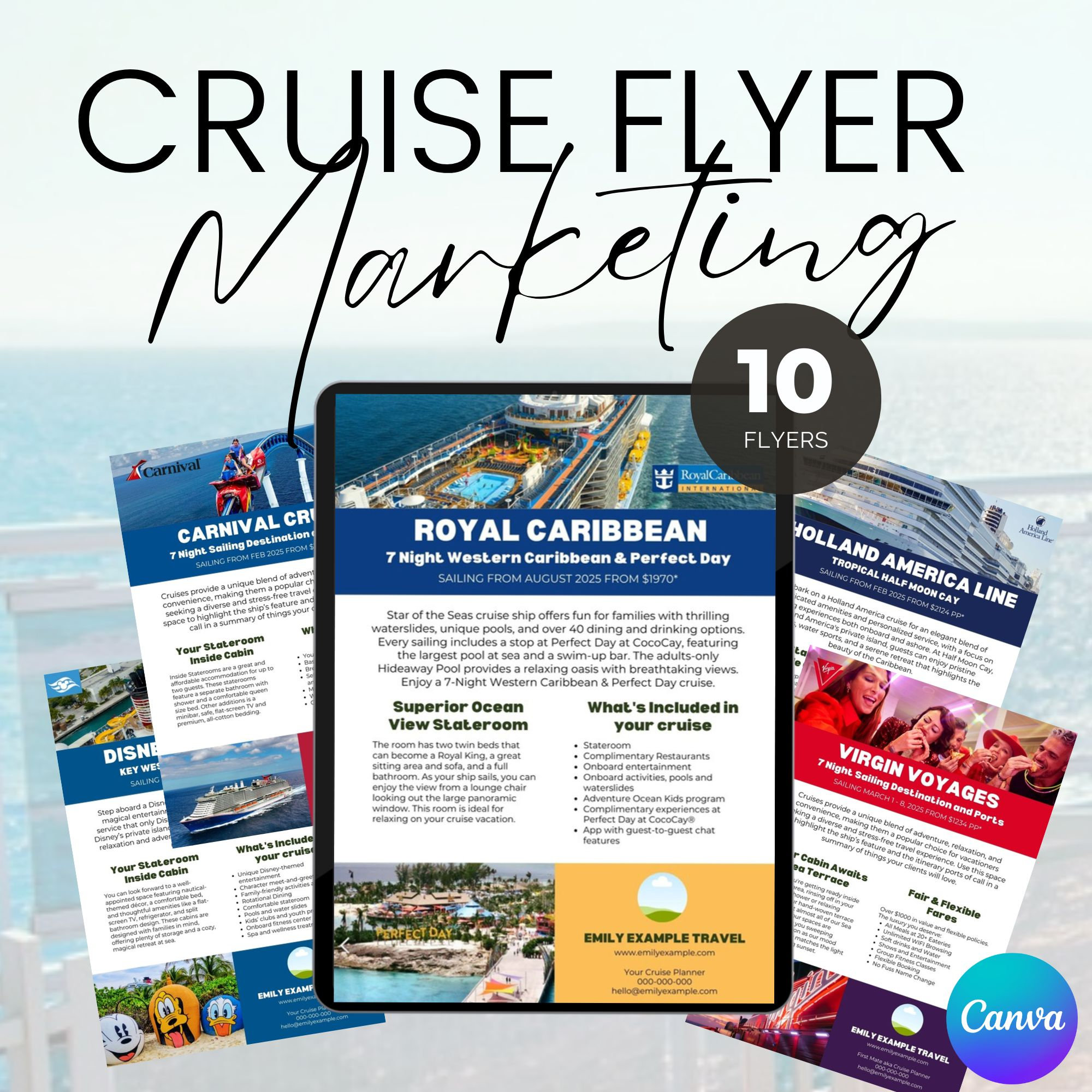 Cruise Flyer Template Bundle: Travel Agent Marketing (canva Editable ...