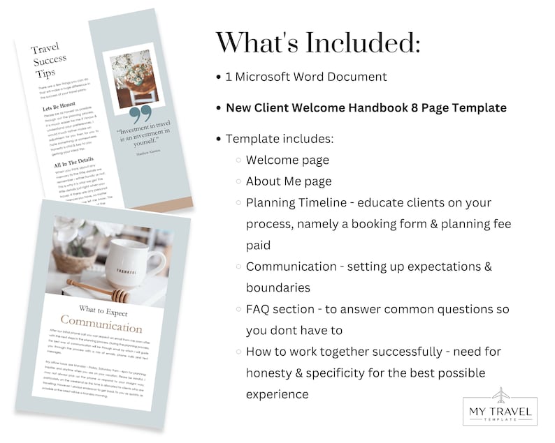 New Client Welcome Handbook Template Word Travel Agents New - Etsy