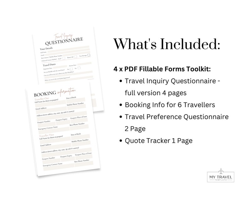 Travel Agent Forms: Fillable PDF Template Bundle (digital Download) - Etsy