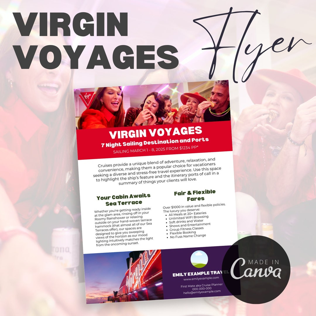Virgin Voyages Flyer: Cruise Marketing Template (canva) - Etsy