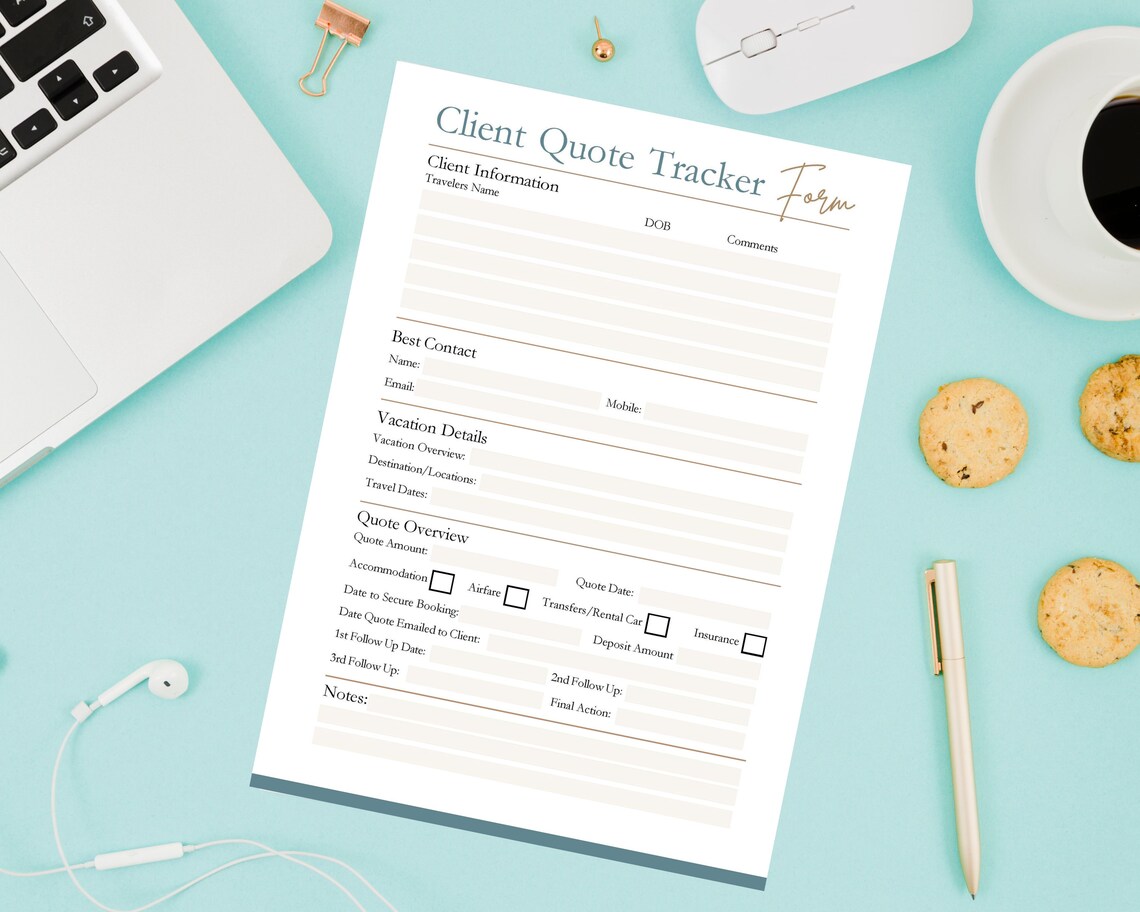 Client Quote Tracker Template Travel Quote Tracker Travel - Etsy
