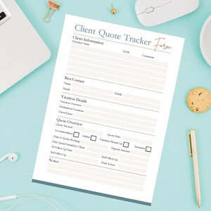 Client Quote Tracker Template | Travel Quote Tracker | Travel Agent ...