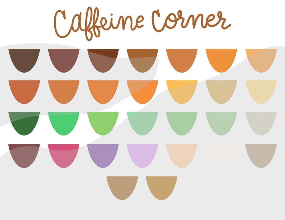 Caffeine Corner Color Palette for Procreate | 30 Color Swatches ...