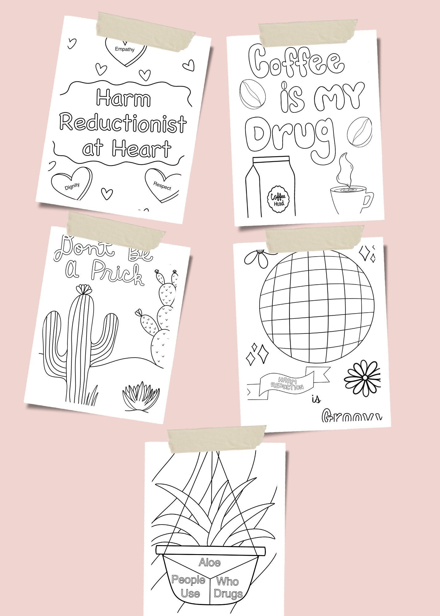 Harm Reduction Coloring Pages Adult Coloring Substance Use Theme Harm ...