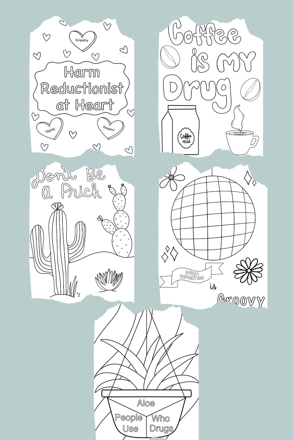 Harm Reduction Coloring Pages Adult Coloring Substance Use Theme Harm ...