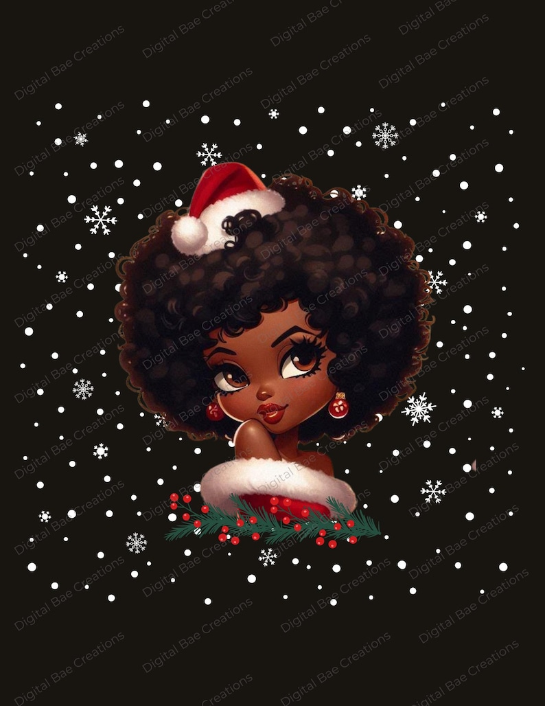 Black Woman Festive Christmas PNG, Digital Download - Etsy