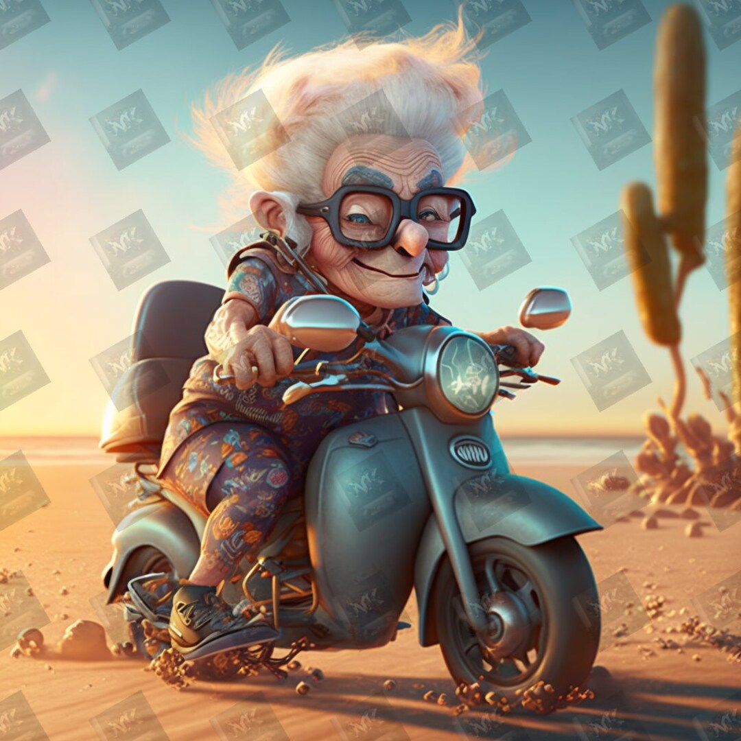 Digital Image Old Crazy Lady Walking on the Beach at Sunset - Etsy