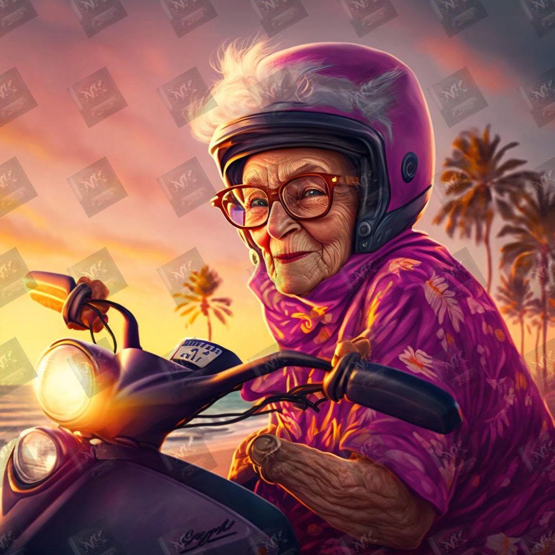 Digital Image Old Crazy Lady Walking on the Beach at Sunset - Etsy