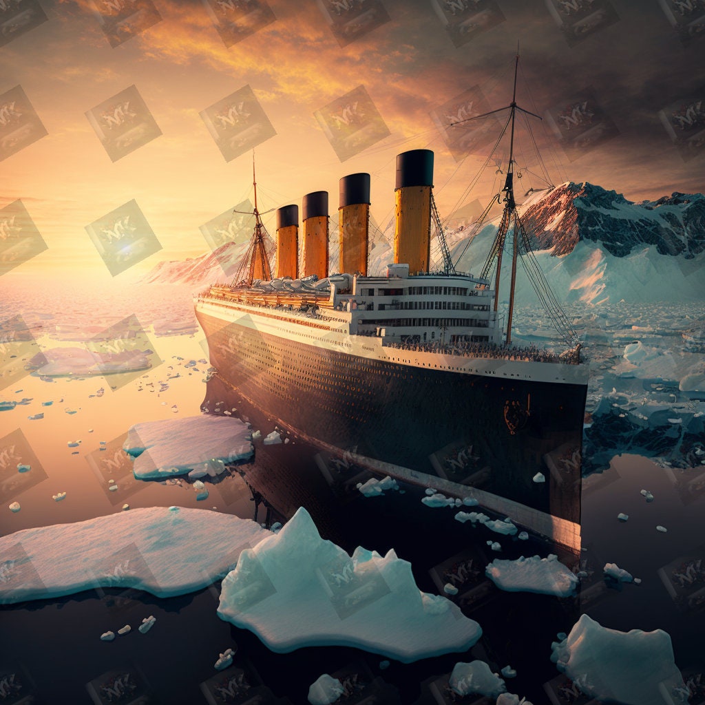 Digital Image of RMS Titanic at Sunset in the North Atlantic - Etsy