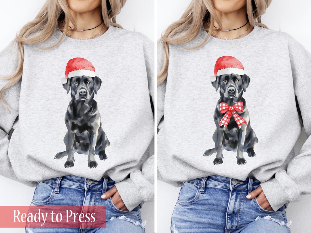 Preppy Watercolor Christmas Black Labrador Retriever - Ready to Press ...