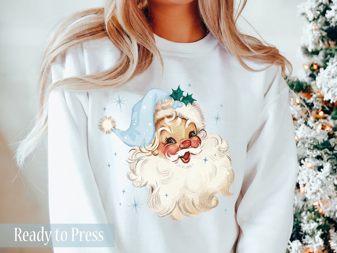 Blue Vintage Santa - Ready to Press DTF Transfers - Direct to Film ...