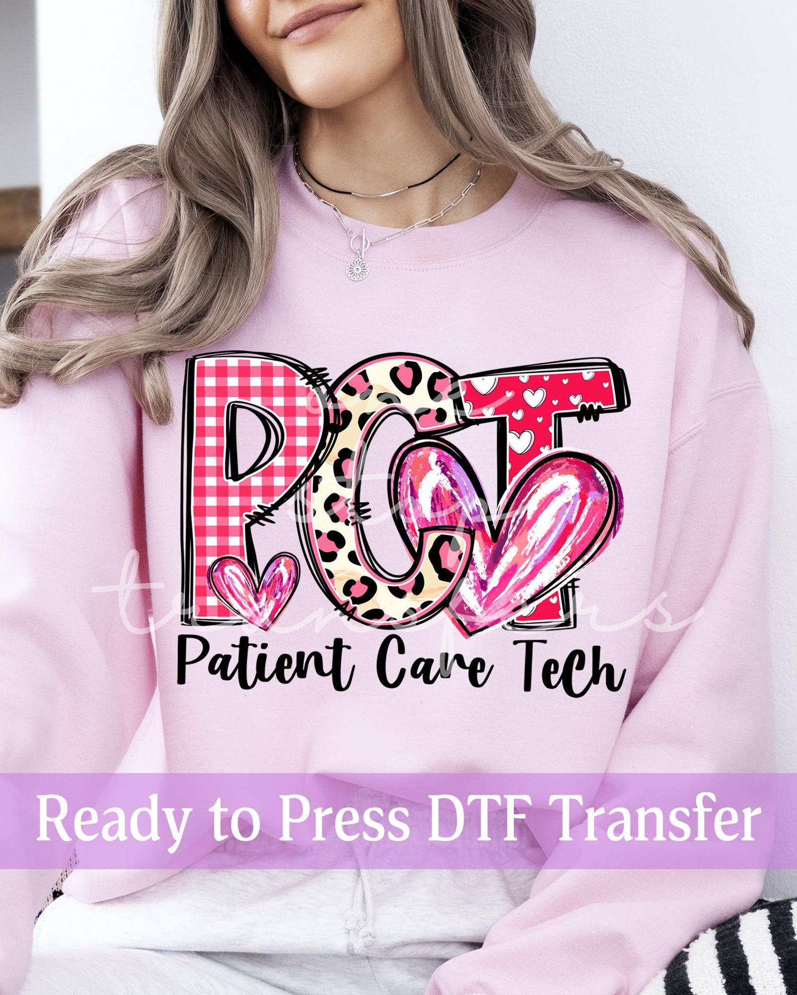 Valentine's Day PCT Patient Care Tech - Ready to Press DTF Transfers ...