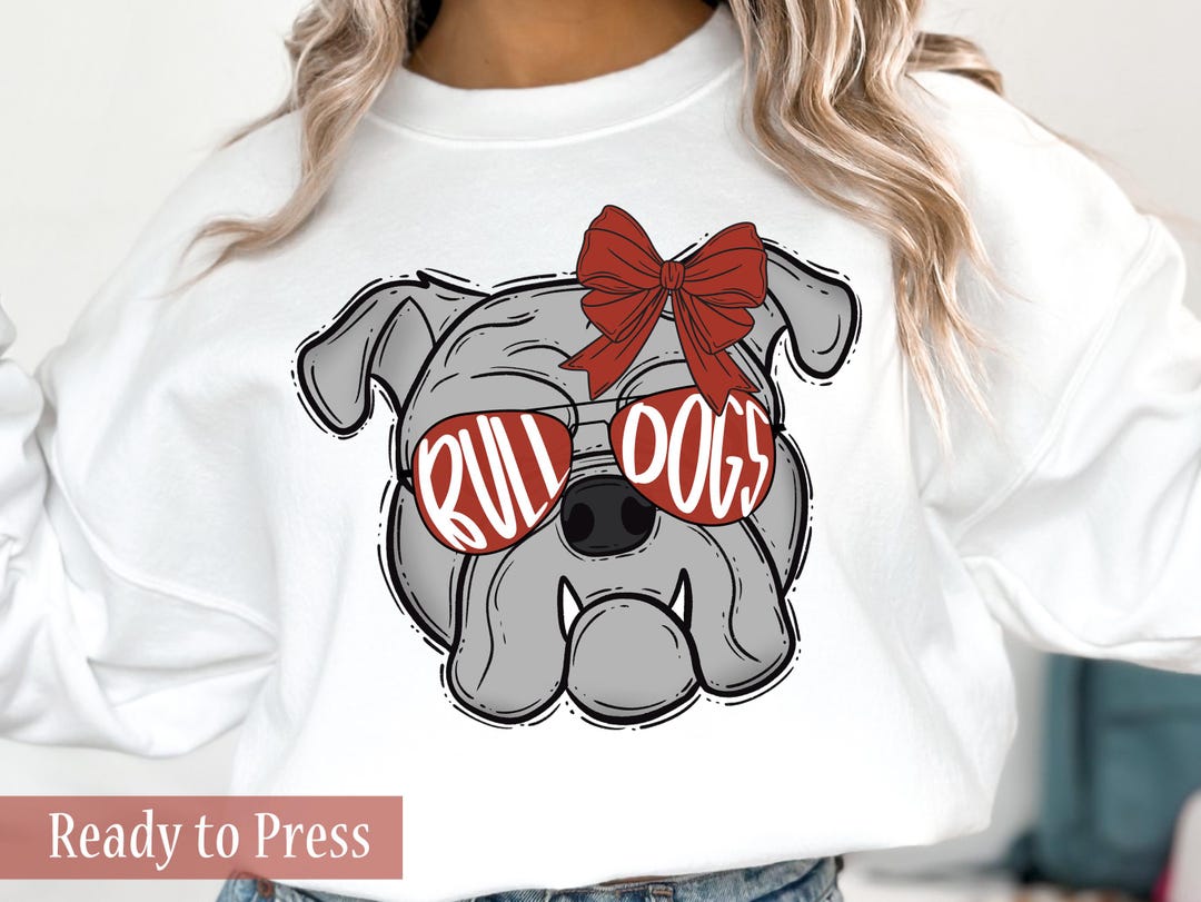 Preppy Bulldog With Bow - Ready to Press DTF Transfers - Direct to Film ...