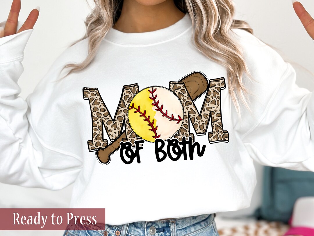 Mom of Both Baseball Softball Leopard - Ready to Press DTF Transfers ...