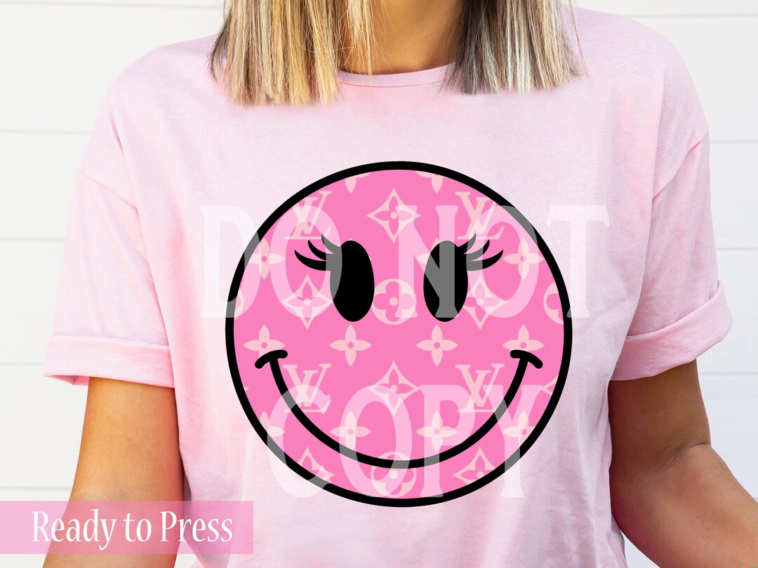 Preppy Pink Smiley Face - Ready to Press DTF Transfers - Direct to Film ...