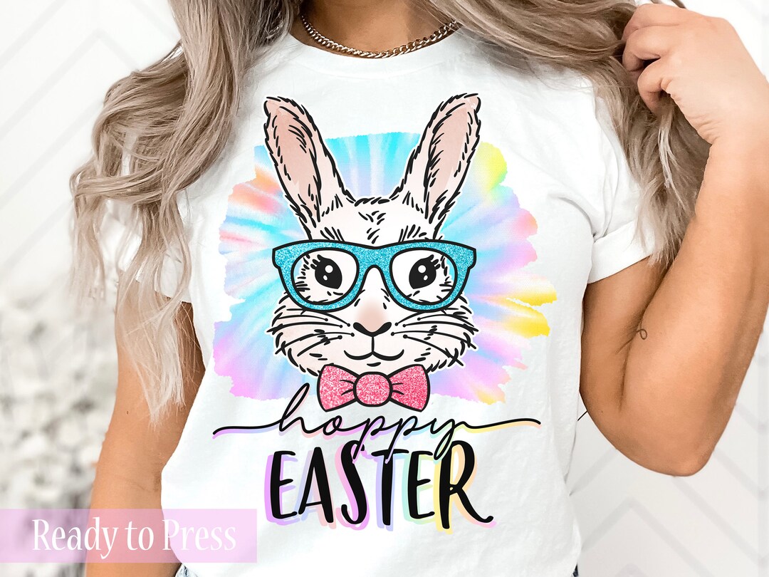 Hoppy Easter Bunny Wearing Glasses - Ready to Press DTF Transfers ...