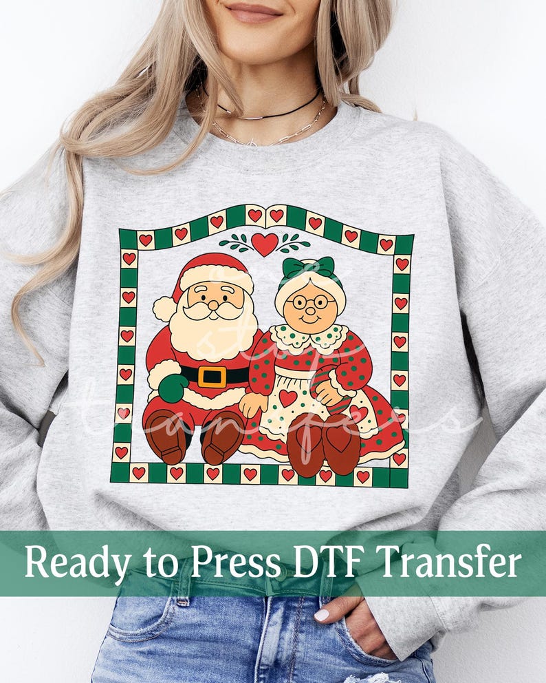 Vintage Santa and Mrs. Claus Frame - Ready to Press DTF Transfers ...