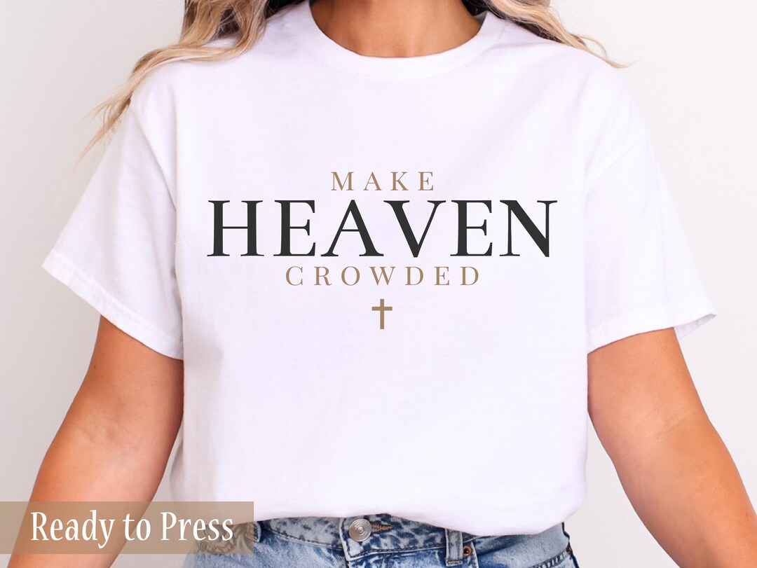 Make Heaven Crowded Gold Cross - Ready to Press DTF Transfers - Direct ...