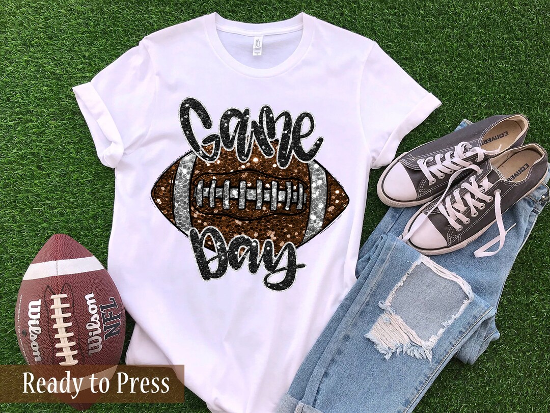 Faux Glitter Football Game Day - Ready to Press DTF Transfers - Direct ...