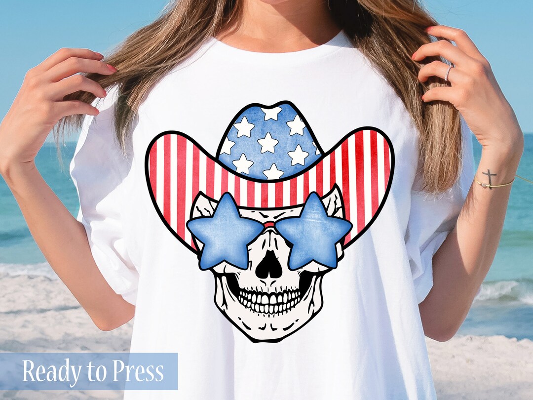 Patriotic Skeleton Cowboy - Ready to Press DTF Transfers - Direct to ...