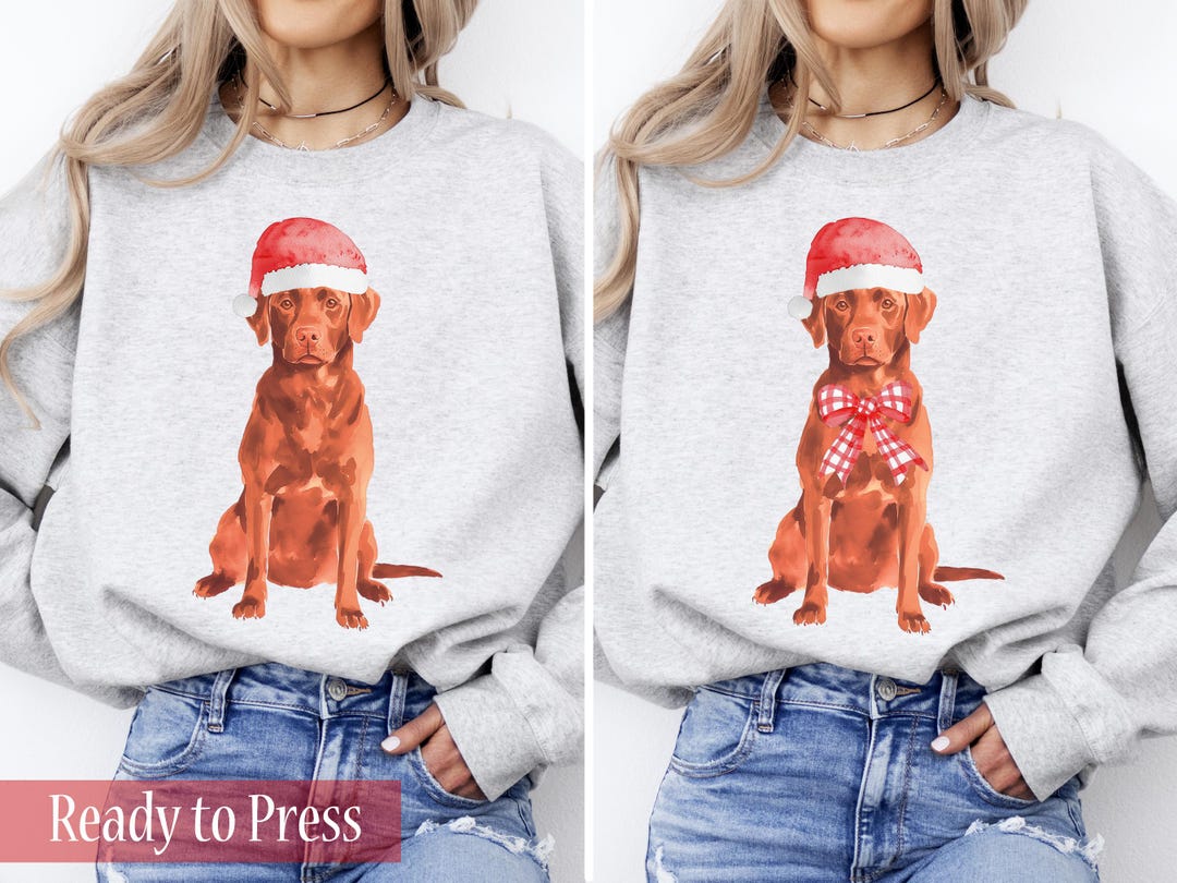 Preppy Watercolor Christmas Fox Red Labrador Retriever - Ready to Press ...