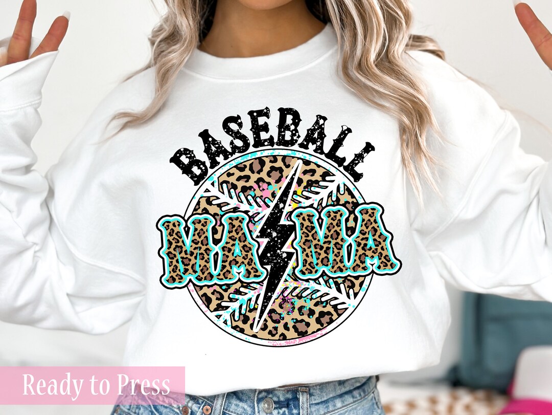 Baseball Mama Leopard Paint Splatter Lightning - Ready to Press DTF ...