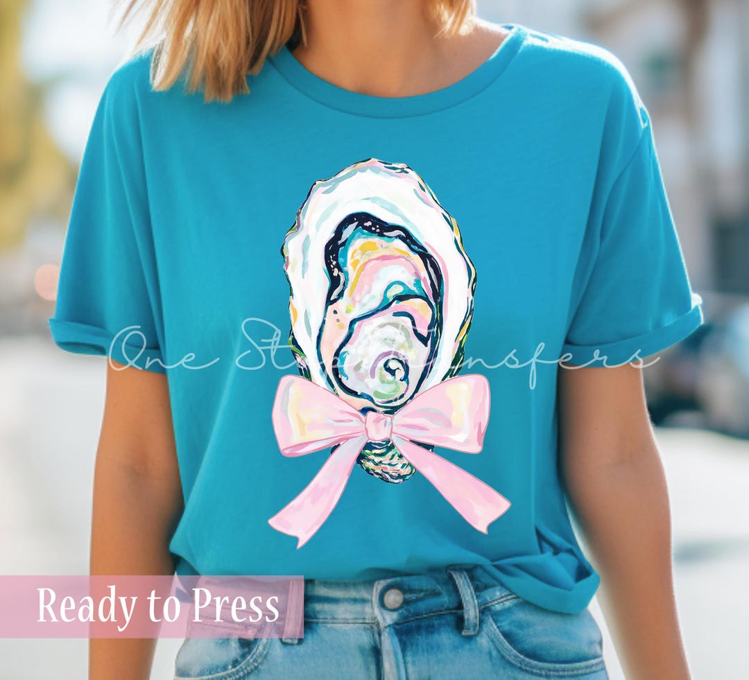 Preppy Coquette Watercolor Oyster Shell - Ready to Press DTF Transfers ...