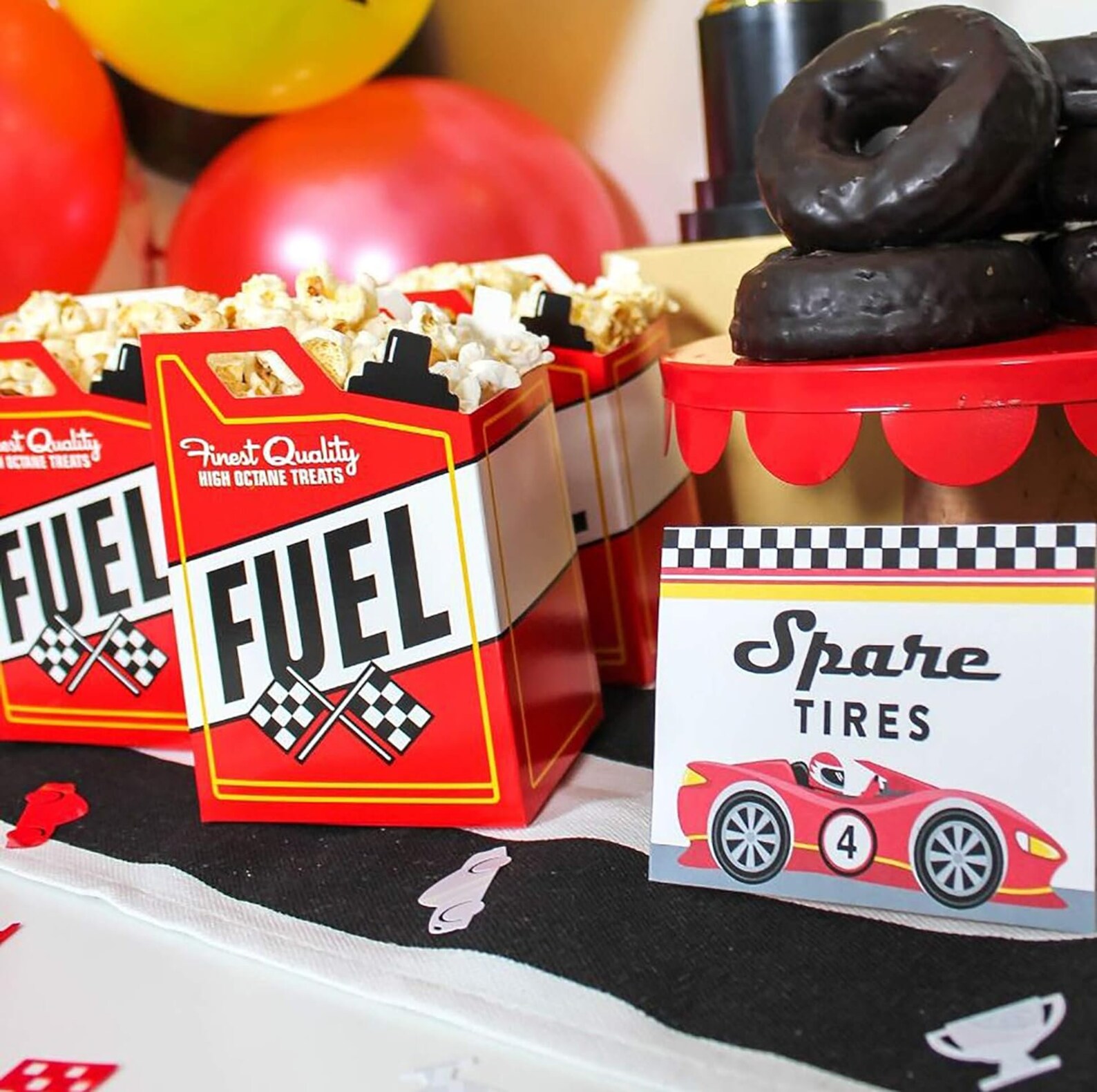 Novelty 24 Race Car Treat Boxes With 24 Checkered Flags, Black and ...